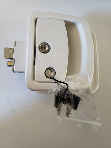 White Paddle Entry Door Latch RV Camper Trailer Lock NEW Fastec FIC ...