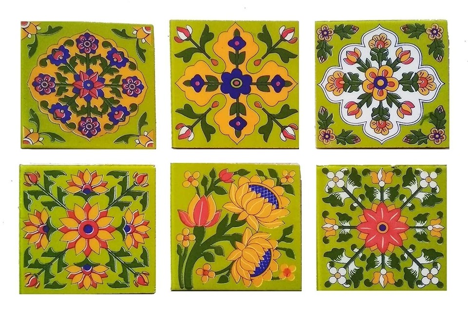 Decorative Handmade Traditional 2 x 2 inch Ceramic Tiles Multicolor ...