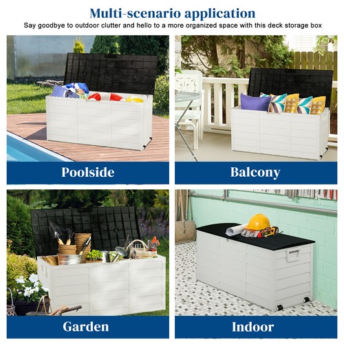 75gal 280L Outdoor Plastic Storage Deck Box Chest Tools,Lockable Seat,W ...