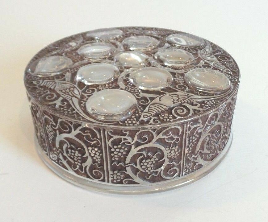 Lalique Crystal ROGER Art Glass Dresser / Powder Box, Bronze/Brown ...