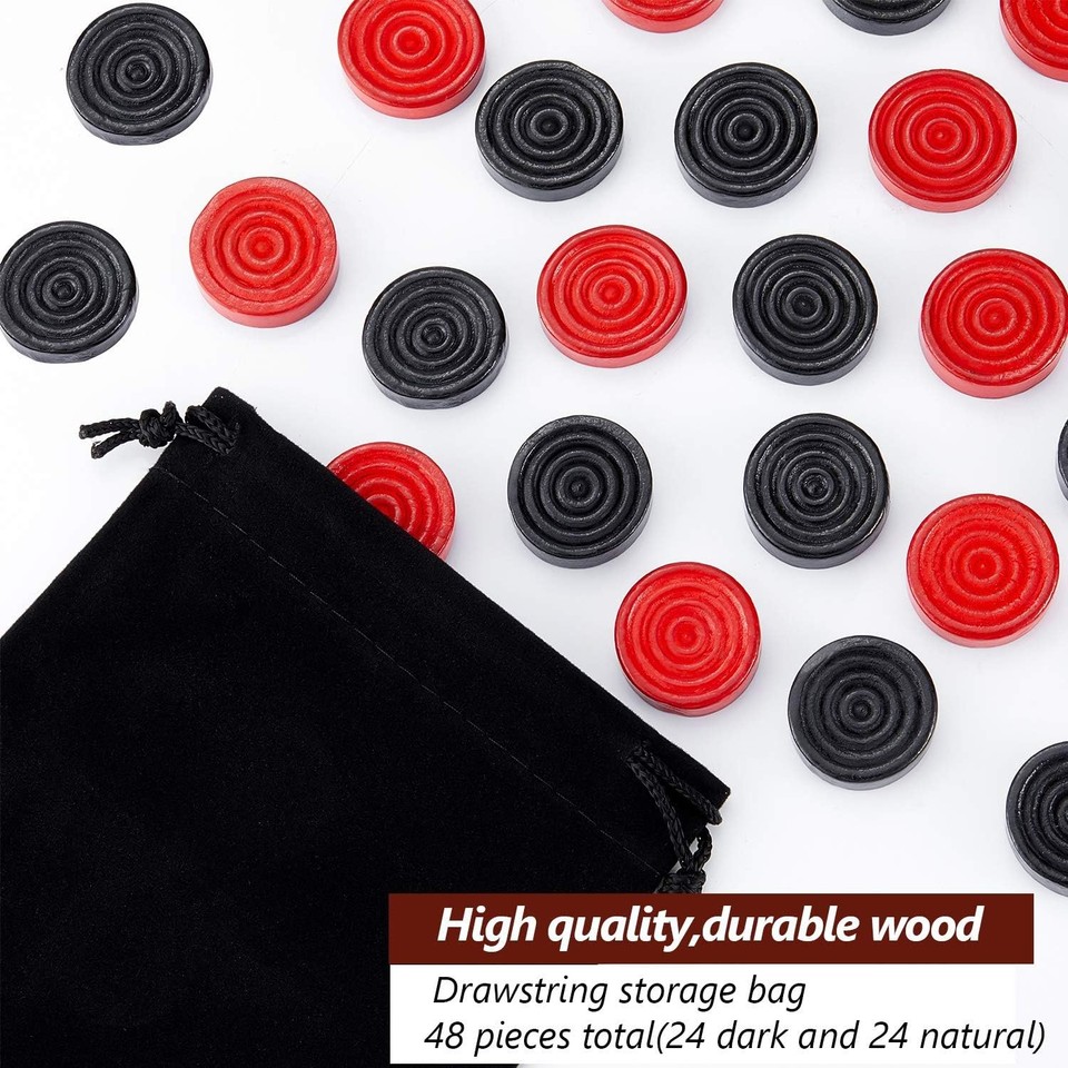 48 Pcs Wooden Checkers Pieces 1.06 Inch Checker Pieces with Stackable ...