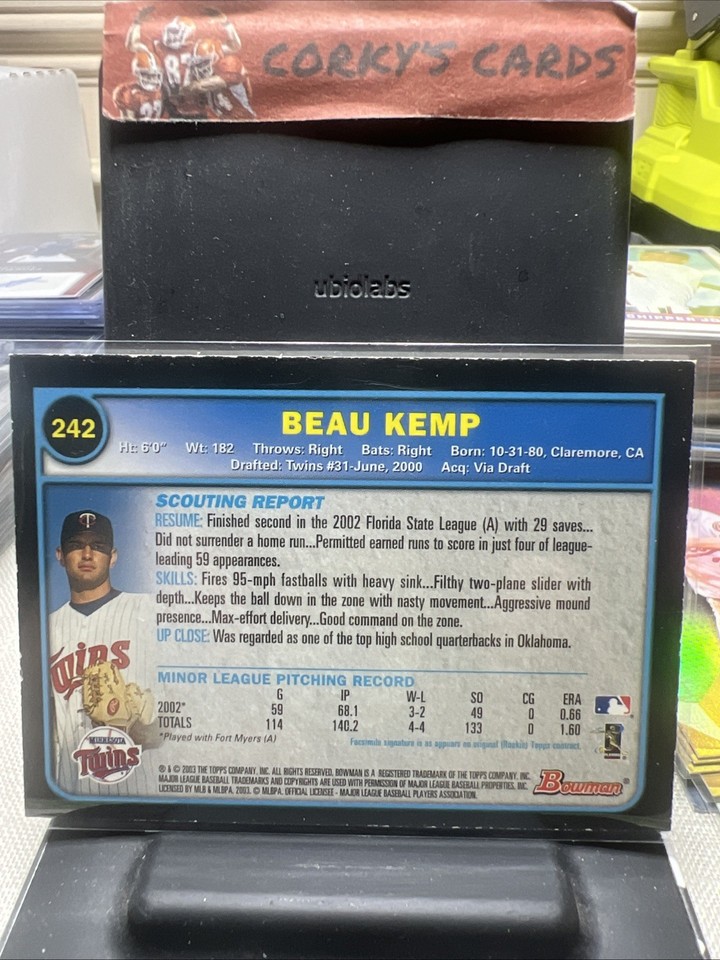 2003 Bowman Beau Kemp #242 Rookie RC Twins 1st Card | eBay