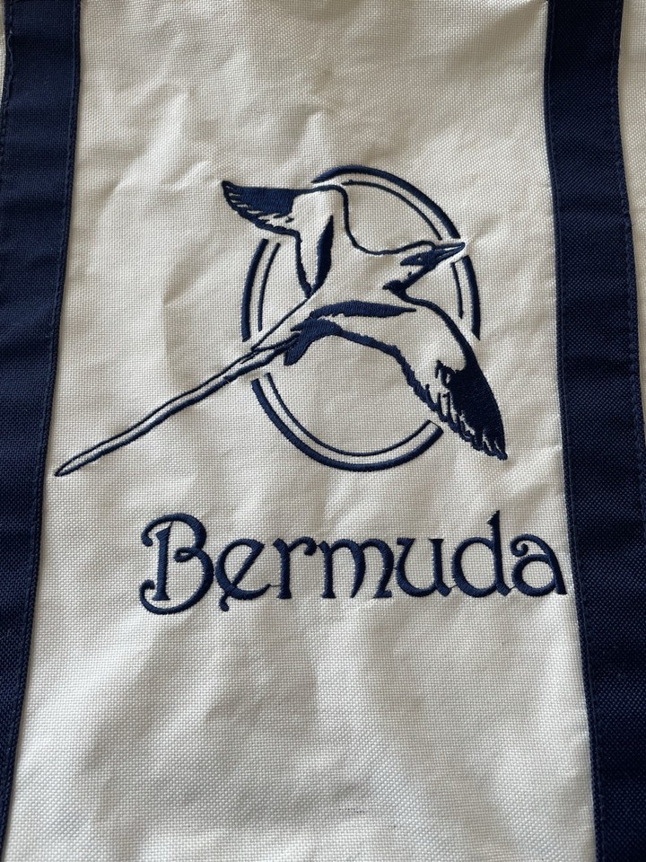 Bermuda Embroidered Zippered Canvas Tote Bag | eBay