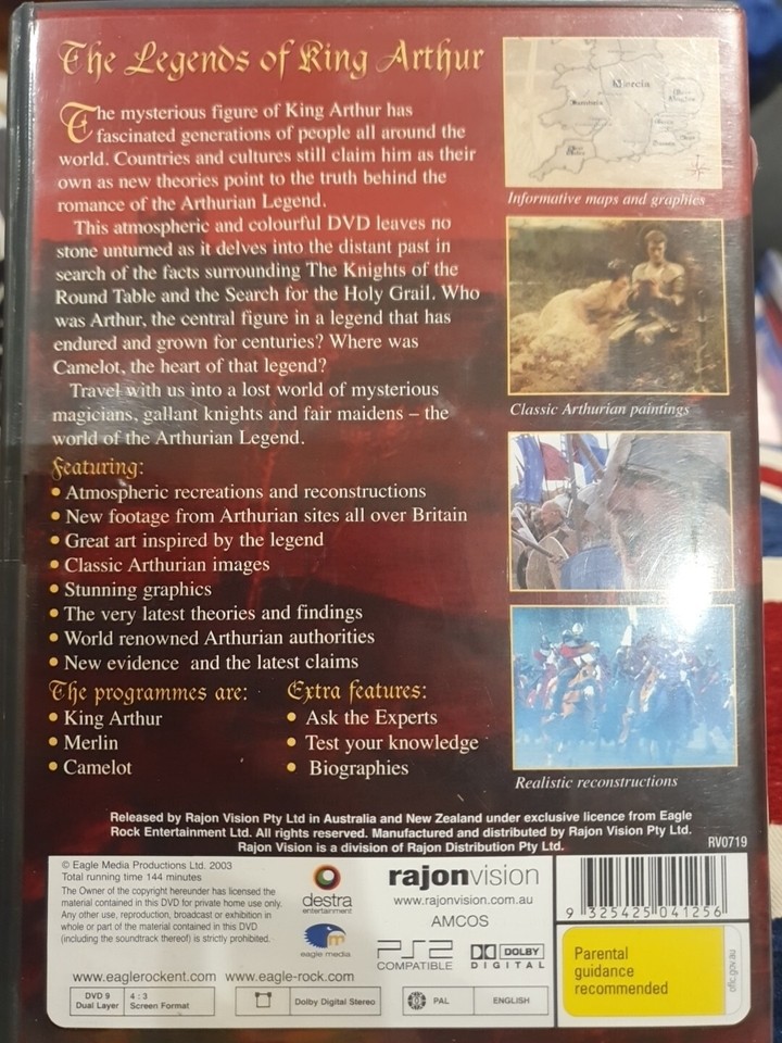 THE LEGENDS OF KING ARTHUR DVD BRITISH HISTORY MYTHOLOGY DOCUMENTARY ...
