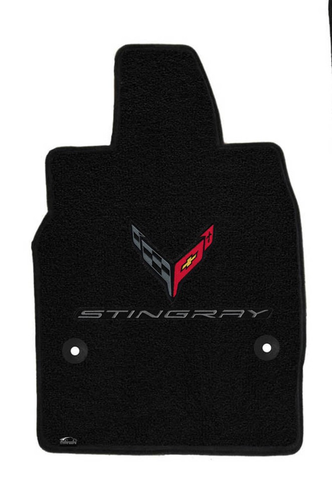 NEW! Black Carpet FLOOR MATS 2020-2025 CORVETTE C8 Carbon Flags Double ...