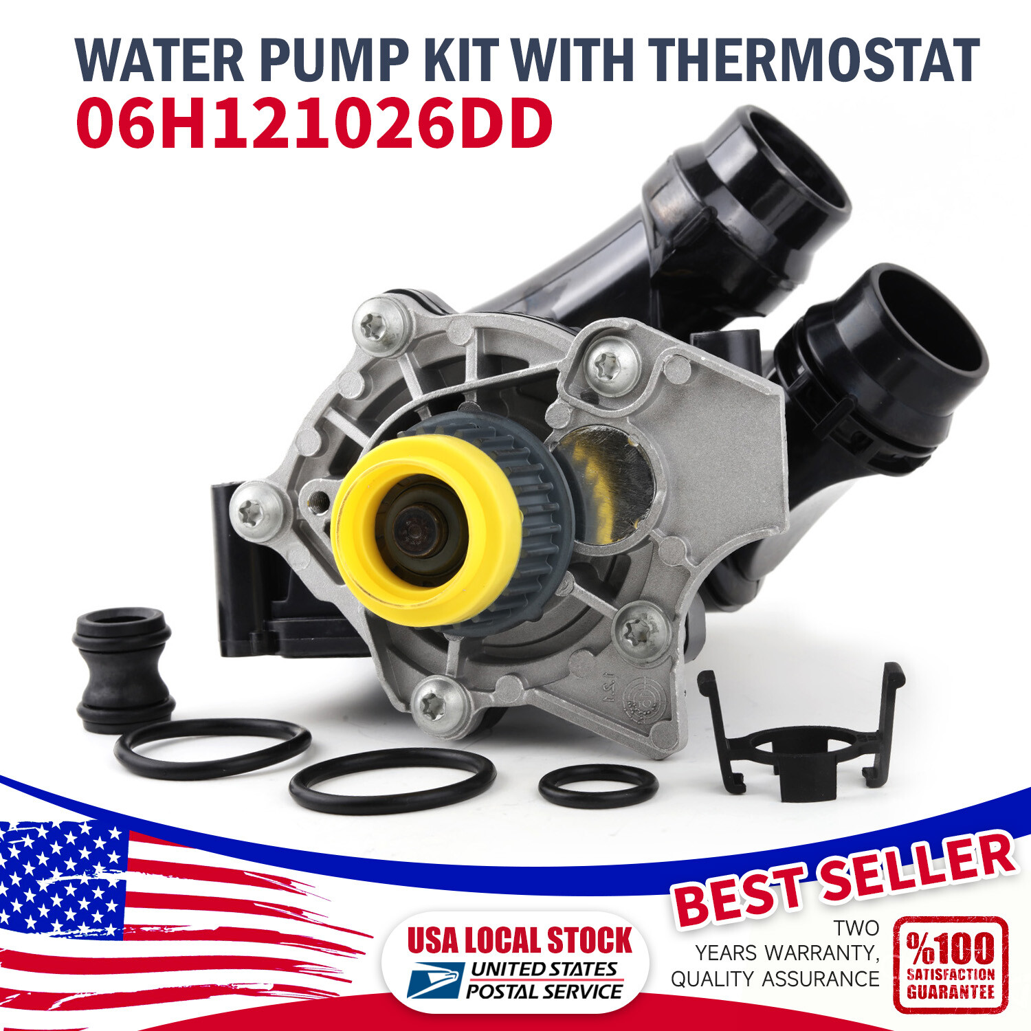 Water Pump w/Thermostat Assembly For Audi A4 A5 A6 VW Passat 1.8T 2.0T ...