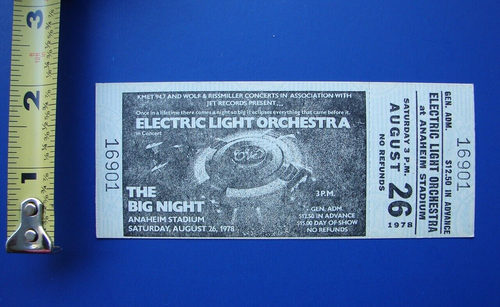 ELECTRIC LIGHT ORCHESTRA ELO Orig UNUSED Concert Ticket Aug 26, 1978 ...