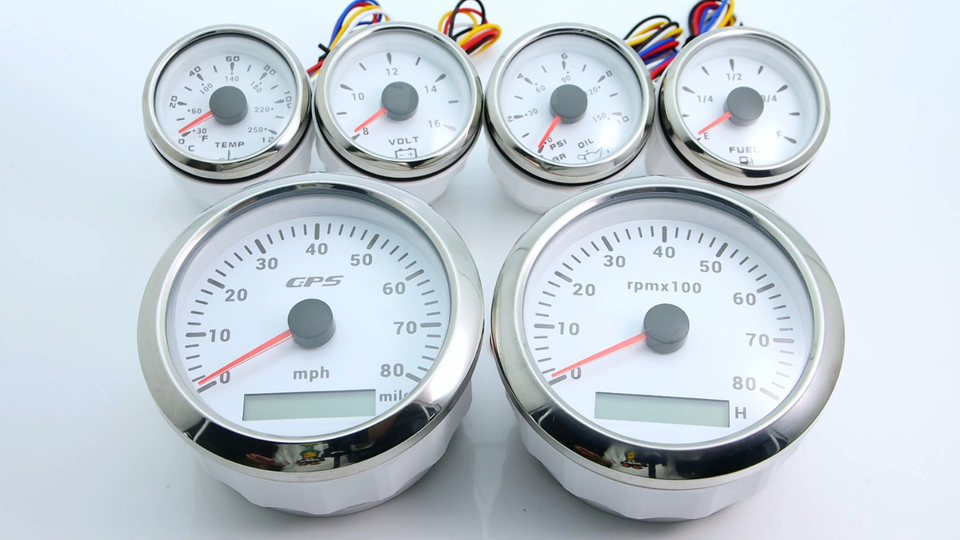 6 Gauge Set 85mm GPS Speedometer 80MPH Waterproof for Marine Boat Car ...