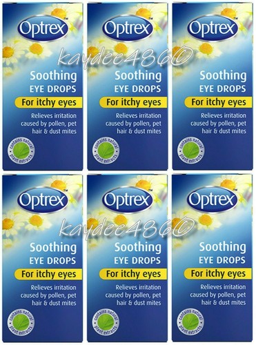 6 x Optrex 10ml Soothing Eye Drops for Itchy Eyes (Total 60ml) Expiry ...