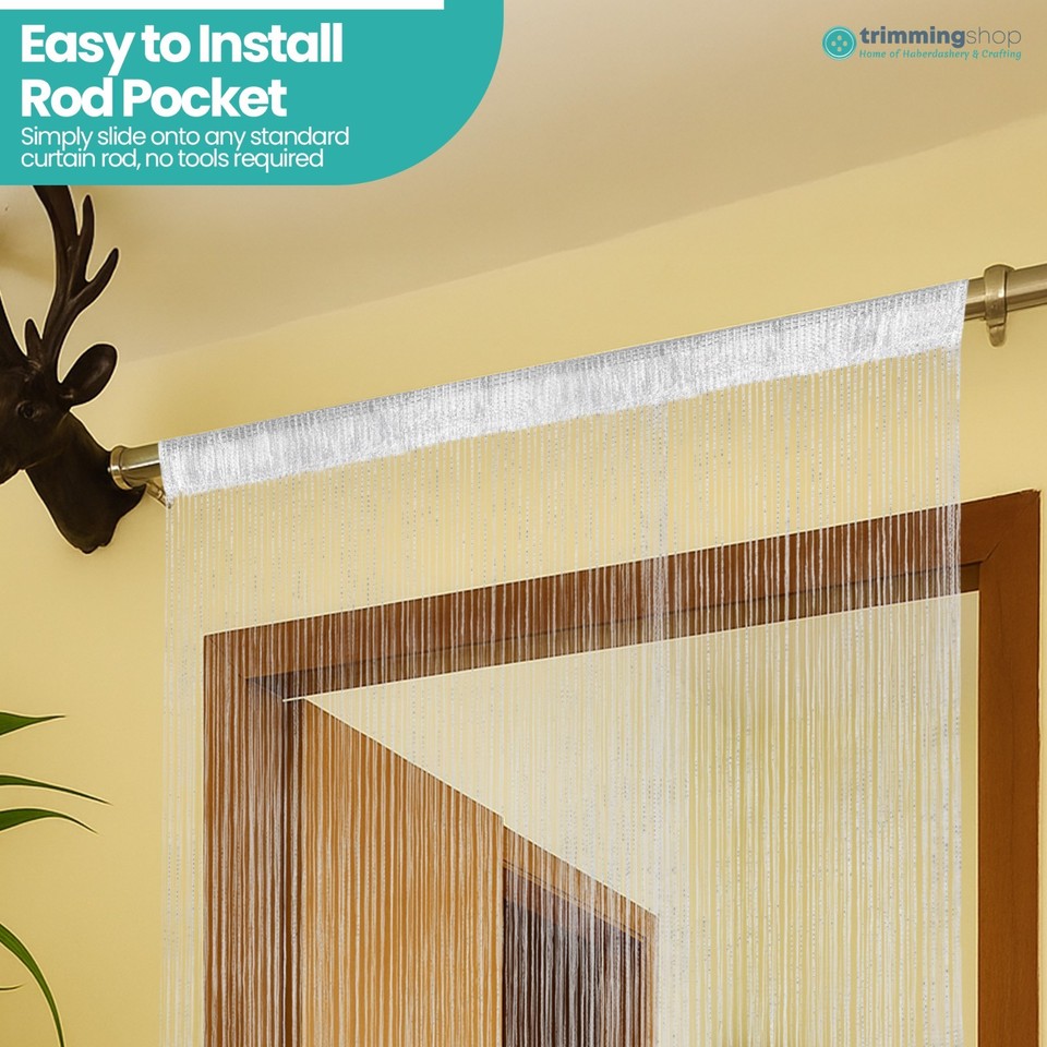 Glitter String Curtain Panels Door Fly Screen Room Divider Voile Net Curtains | eBay UK