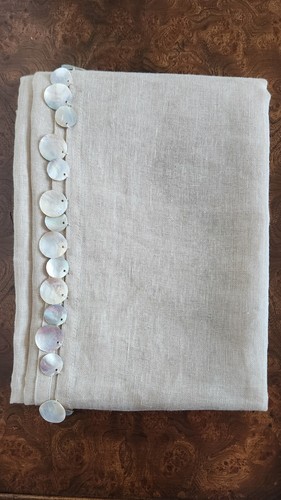 West Elm Capiz shells trimmed Linen Window Panel 48x96 deep rod pocket ...