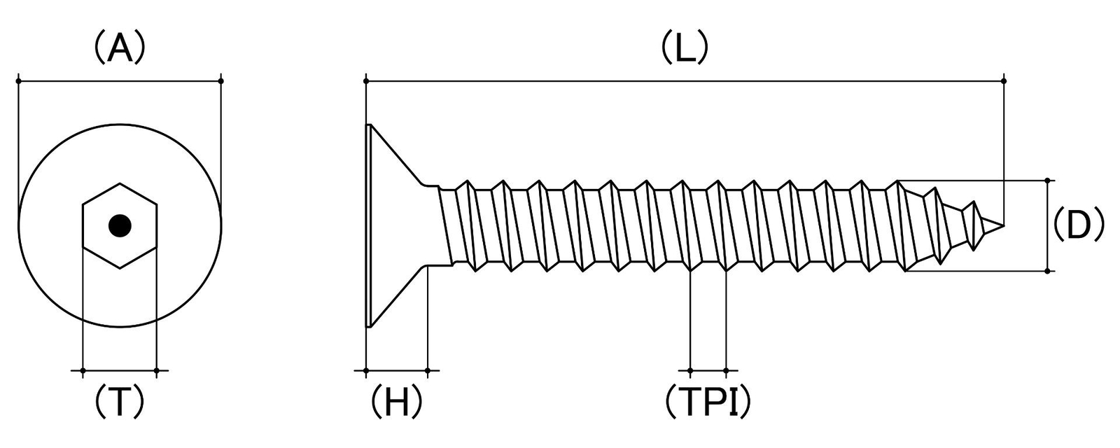 Qty 50 Self Tapper Screw 10g x 1-1/2" Countersunk Post Hex H3 Security ...