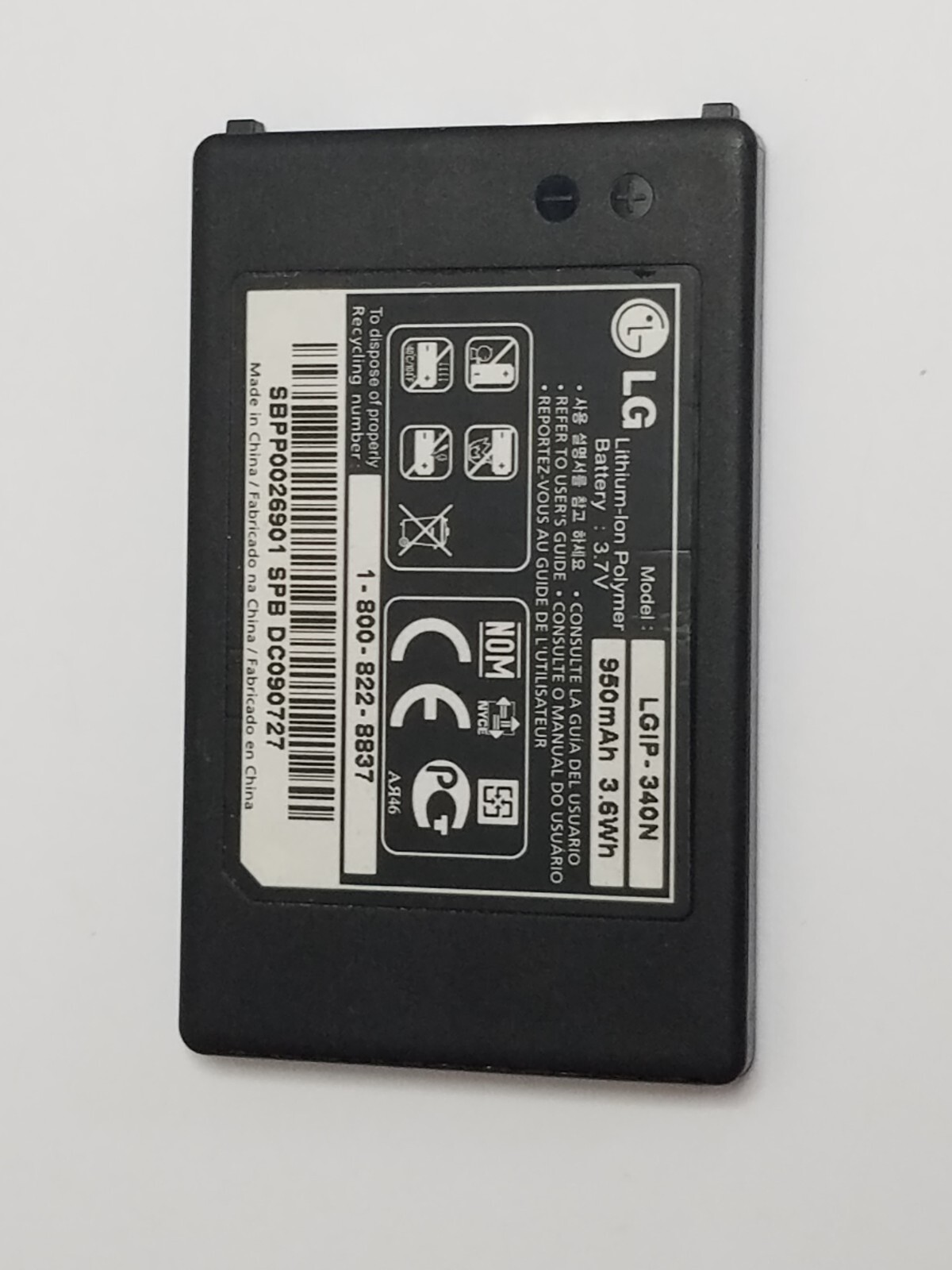 Original LG LGIP-340N Replacement Li-Ion Battery 3.7V 950mAh for AX265 ...