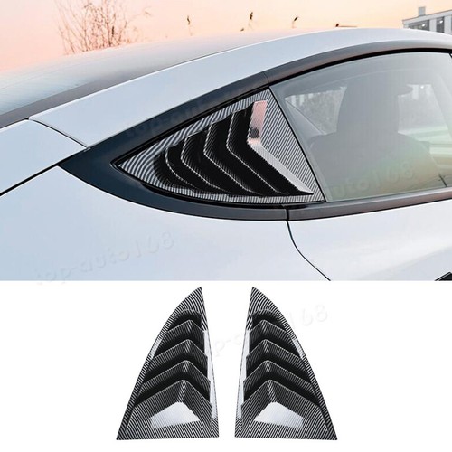 Carbon Fiber Look Rear Side Window Scoop Louver Trim For Tesla Model 3 ...
