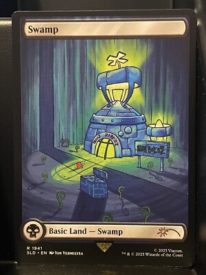 Swamp Full Art #1941 BORDERLESS NM/M Spongebob Secret Lair MTG Magic | eBay