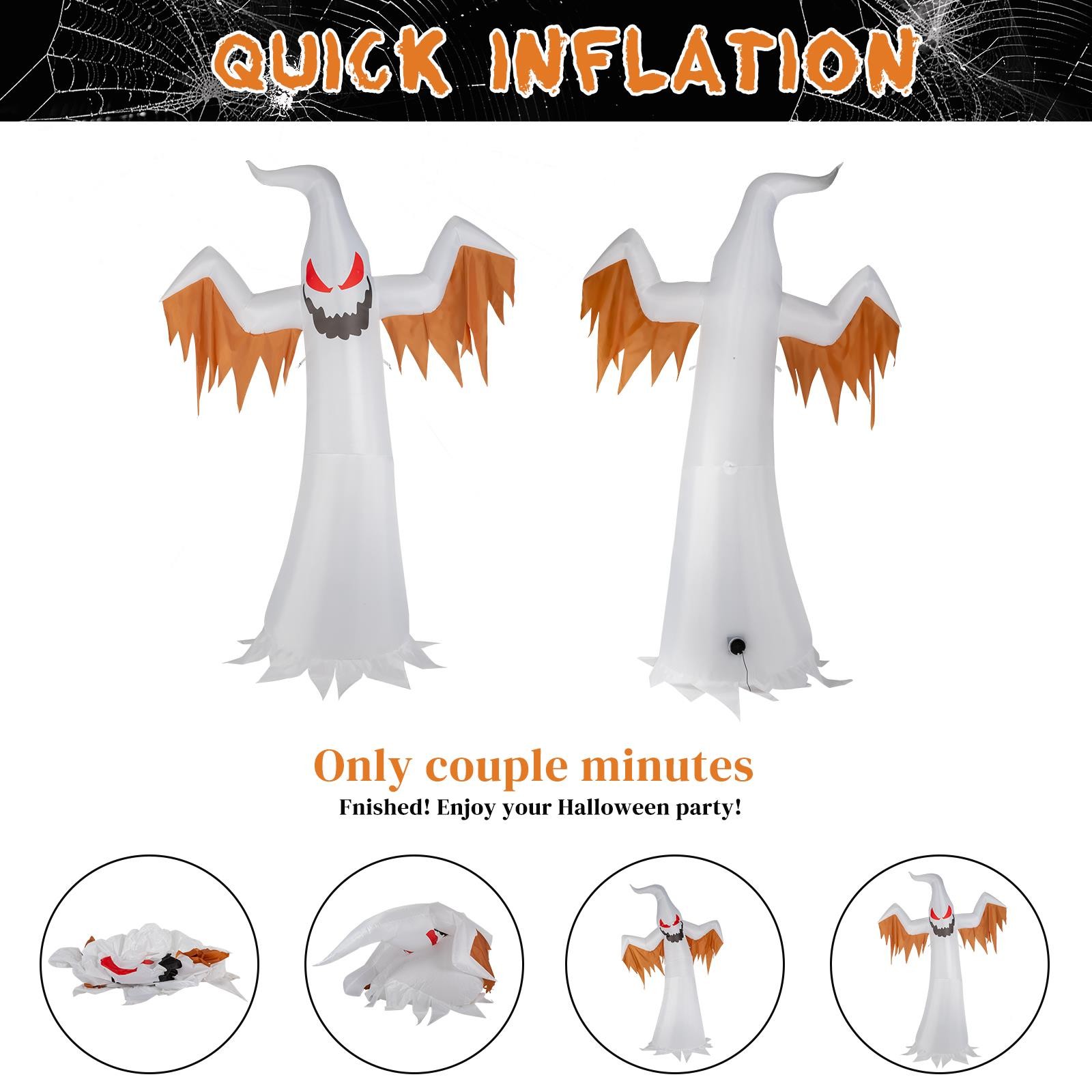 12FT Scary Ghost Flames Halloween Inflatable with Led Lights Blow Up ...