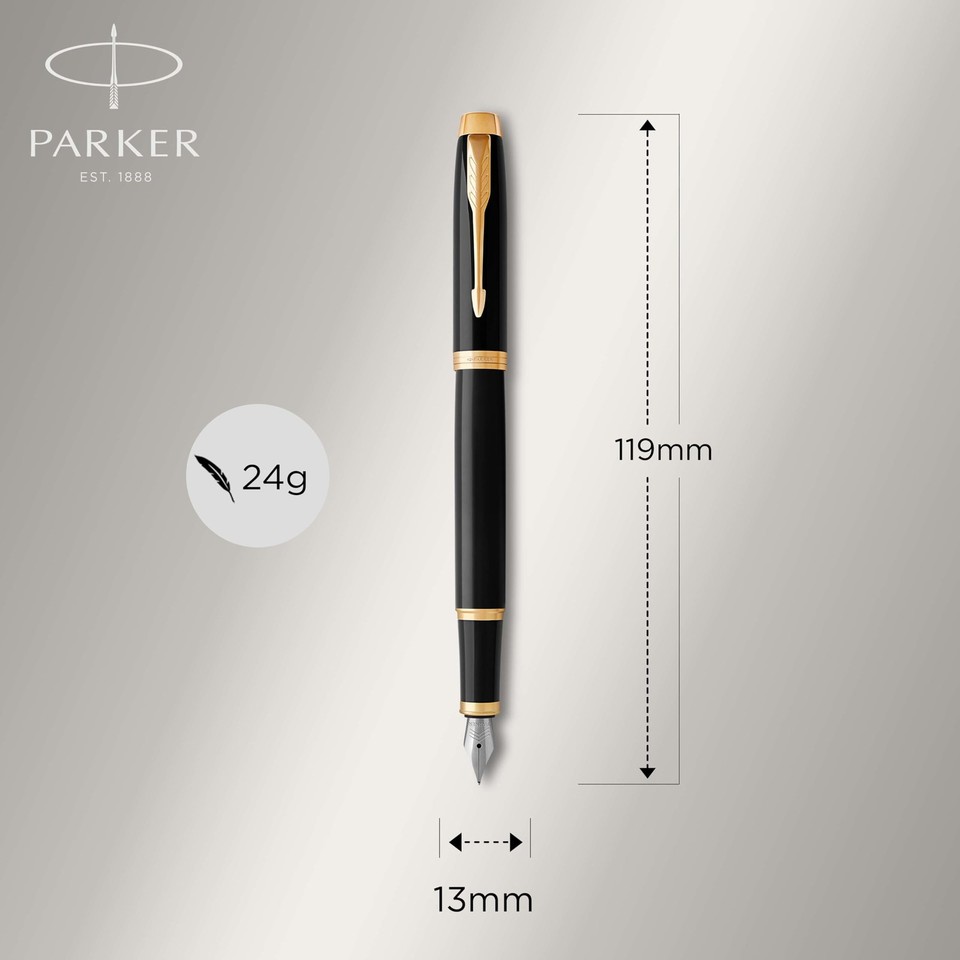 (Gift Box Medium Nib Black Lacquer Golden Trim) - Parker Im Fountain ...