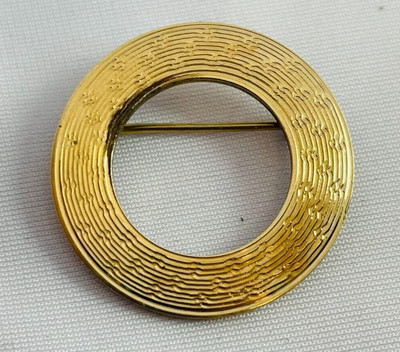 Vintage BAB BALLOU 1/20 12k Gold Filled Circle Textured Design Brooch ...