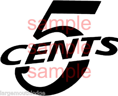 2" VINTAGE STYLE 5 CENT VENDING DECAL BLACK MACHINE CUT VINYL TRANSFER ...