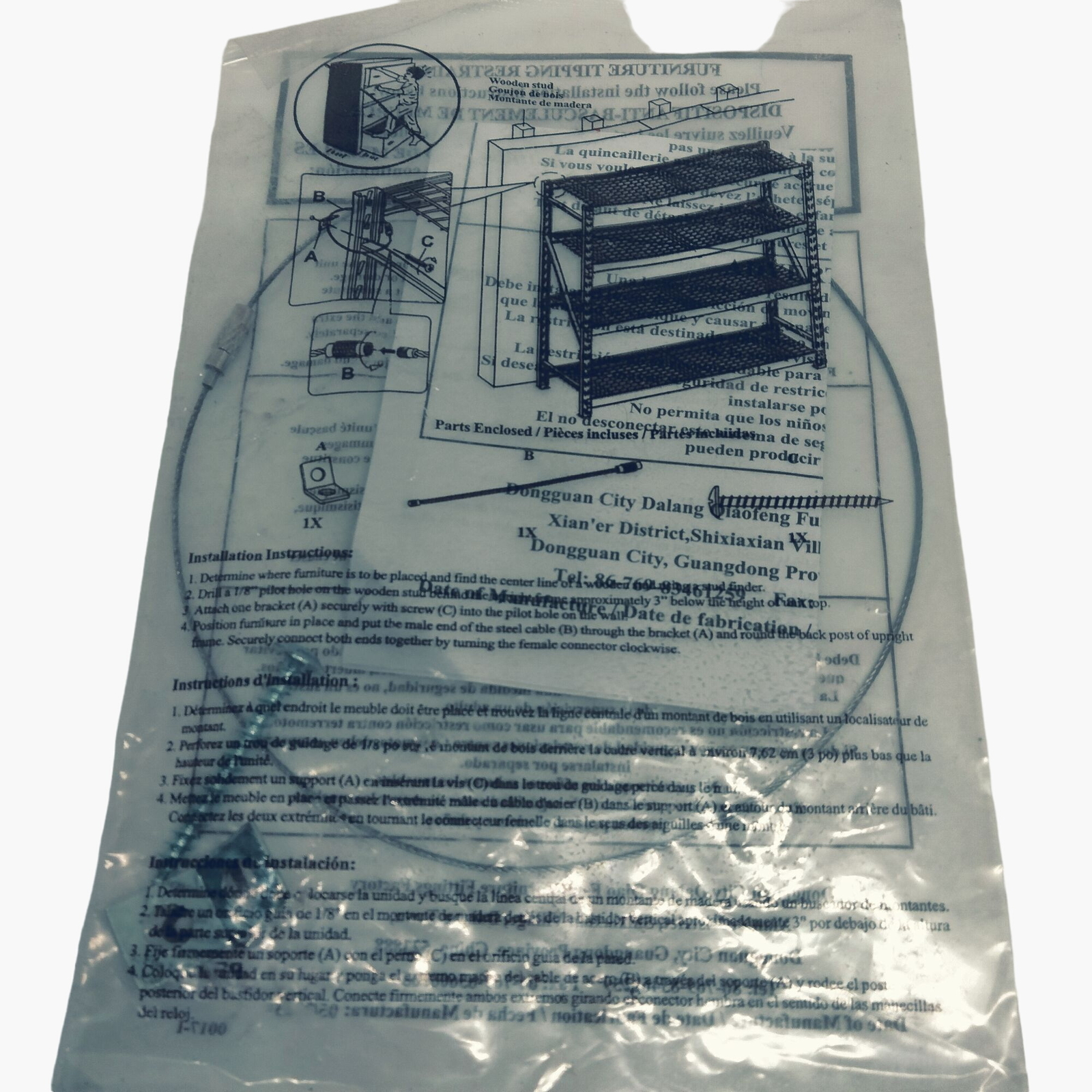 Furniture Tipping Restraint Shelving Holder Bracket Screw Wire Anchor 5 ...