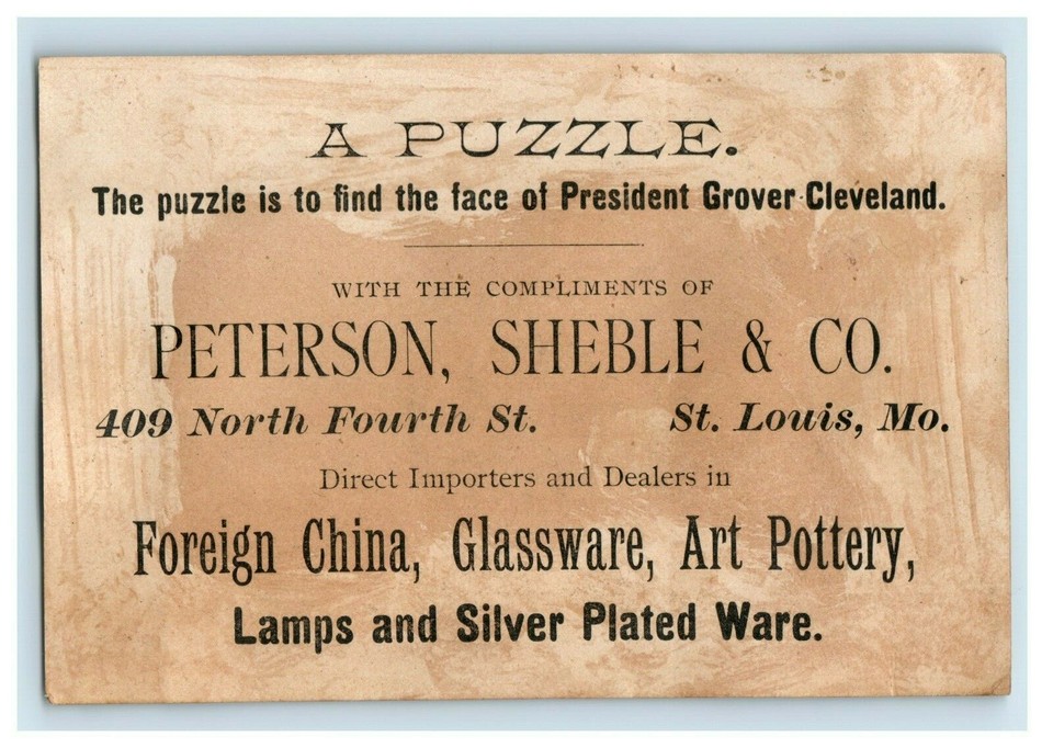 1870's-80's Peterson, Sheble & Co President Cleveland Puzzle Trade Card ...