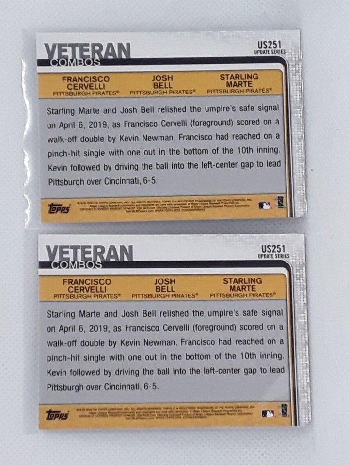 (2x) Steel City Bashers 2019 Topps Update Baseball - #US251 ...