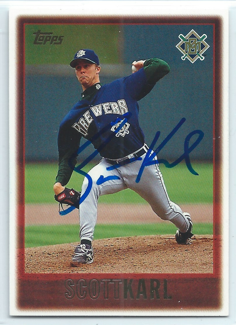 Scott Karl signed 1997 Topps baseball card Milwaukee Brewers autograph ...