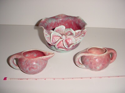 3Pcs Antique KTK California Art Pottery Raspberry & Seafoam Bowl ...