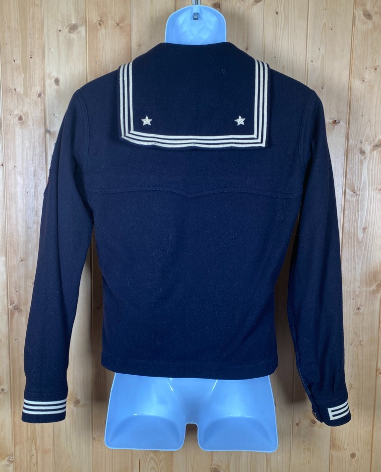 VTG 60s Wool Sailor Jacket Sweater Tar Flap Collar Navy Military ...