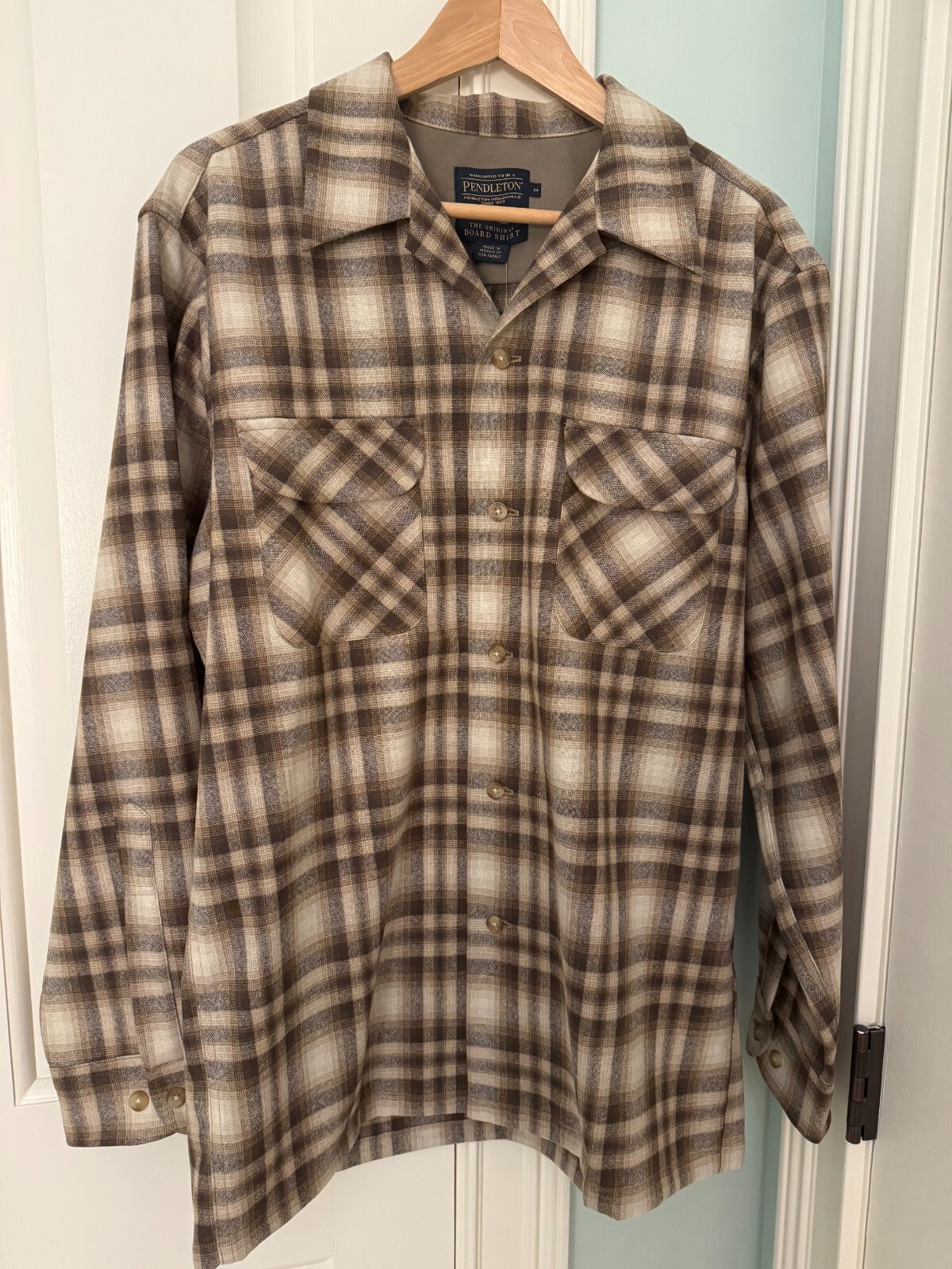 Pendleton Wool Board Shirt Men’s Medium Brown /Cream Plaid NEW | eBay