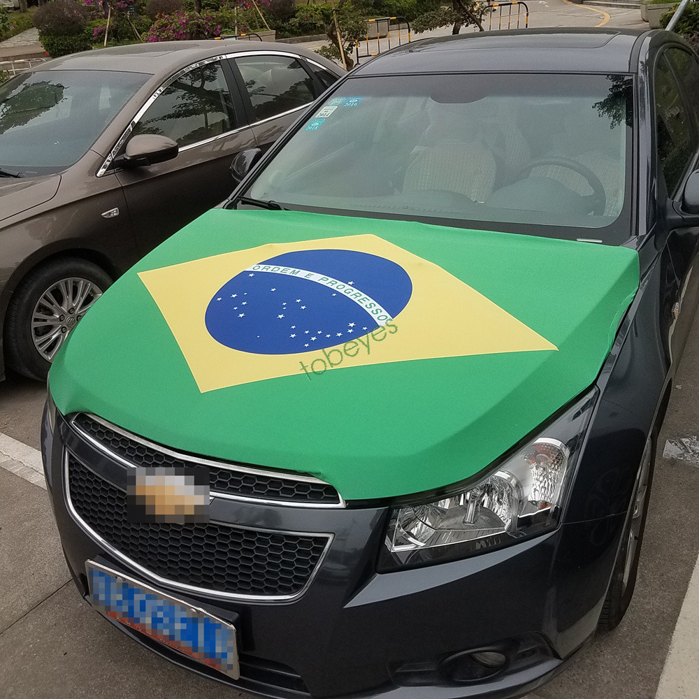 Car Engine Hood Cover Flags Brazil Flag Elastic Polyester Bonnet Banner ...