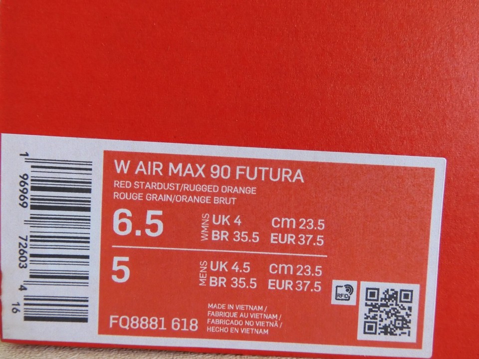 Nike Air Max 90 Futura Red Stardust-Rugged Orange Womens Sz 6.5 [FQ8881 ...