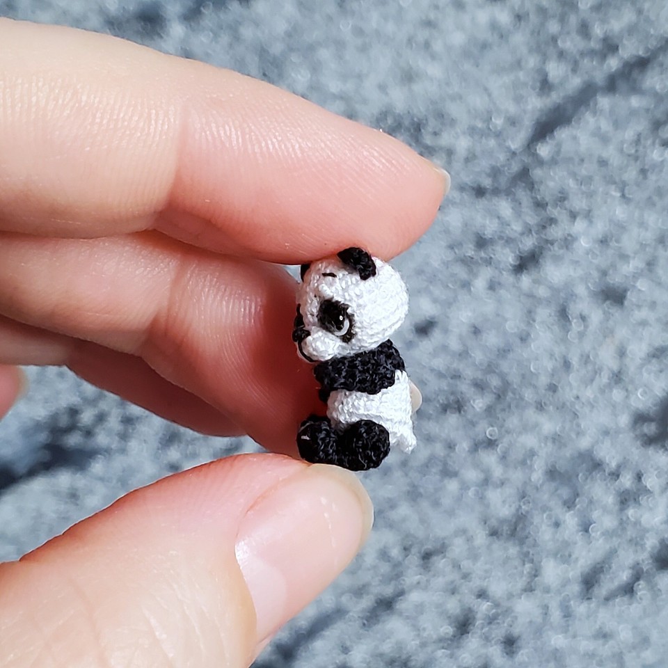 Custom extremely micro panda bear. Dollhouse miniature. Doll pet ...