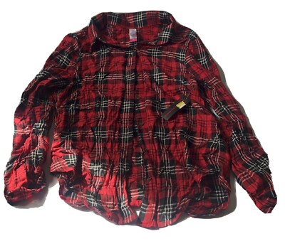 NoBo Red Black Plaid button Up long sleeve shirt Size Medium | eBay
