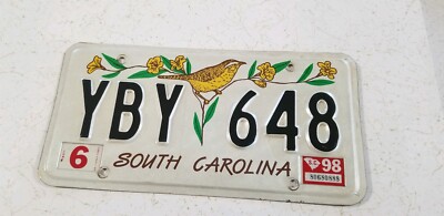 License Plate Vintage South Carolina SC Wren YBY 648 1998 | eBay