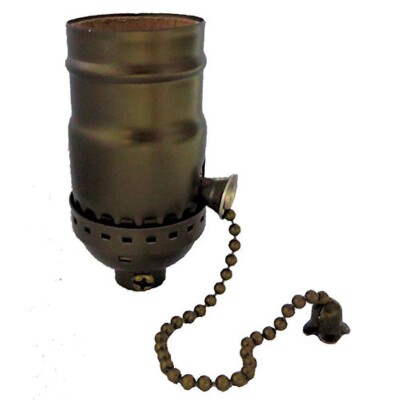 LAMP PARTS: OFF/ON ANTIQUE BRASS (E-26) PULL-CHAIN SOCKET TR-11AB | eBay