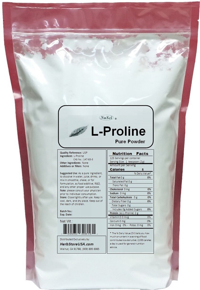 NuSci Pure L-Proline Powder 1000g (2.2lb) Collagen Component | eBay