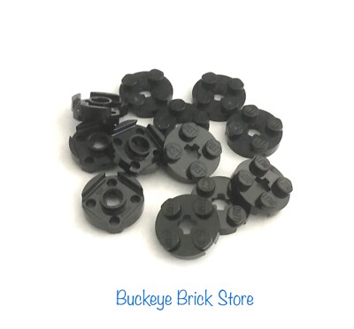 LEGO Lot of 12 1x2 Black Round Plate With Axle Hole | eBay