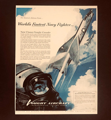 1955 Vought Aircraft Advertisement Crusader Fighter Jet Navy Pilot Vtg ...