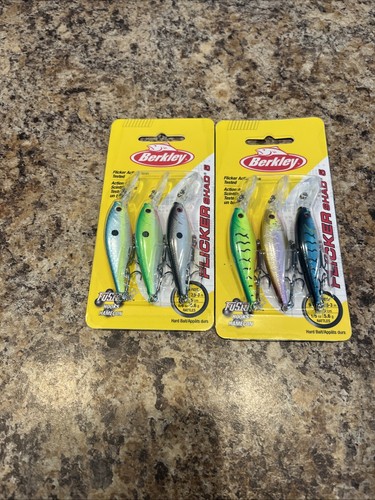 6 New lures berkley flicker shad size 5 rattle 2" 1/5oz bass crank bait ...