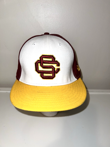 USC Trojans Hat Cap New Era 7 3/8 Fitted 59Fifty SC Logo Red Yellow | eBay