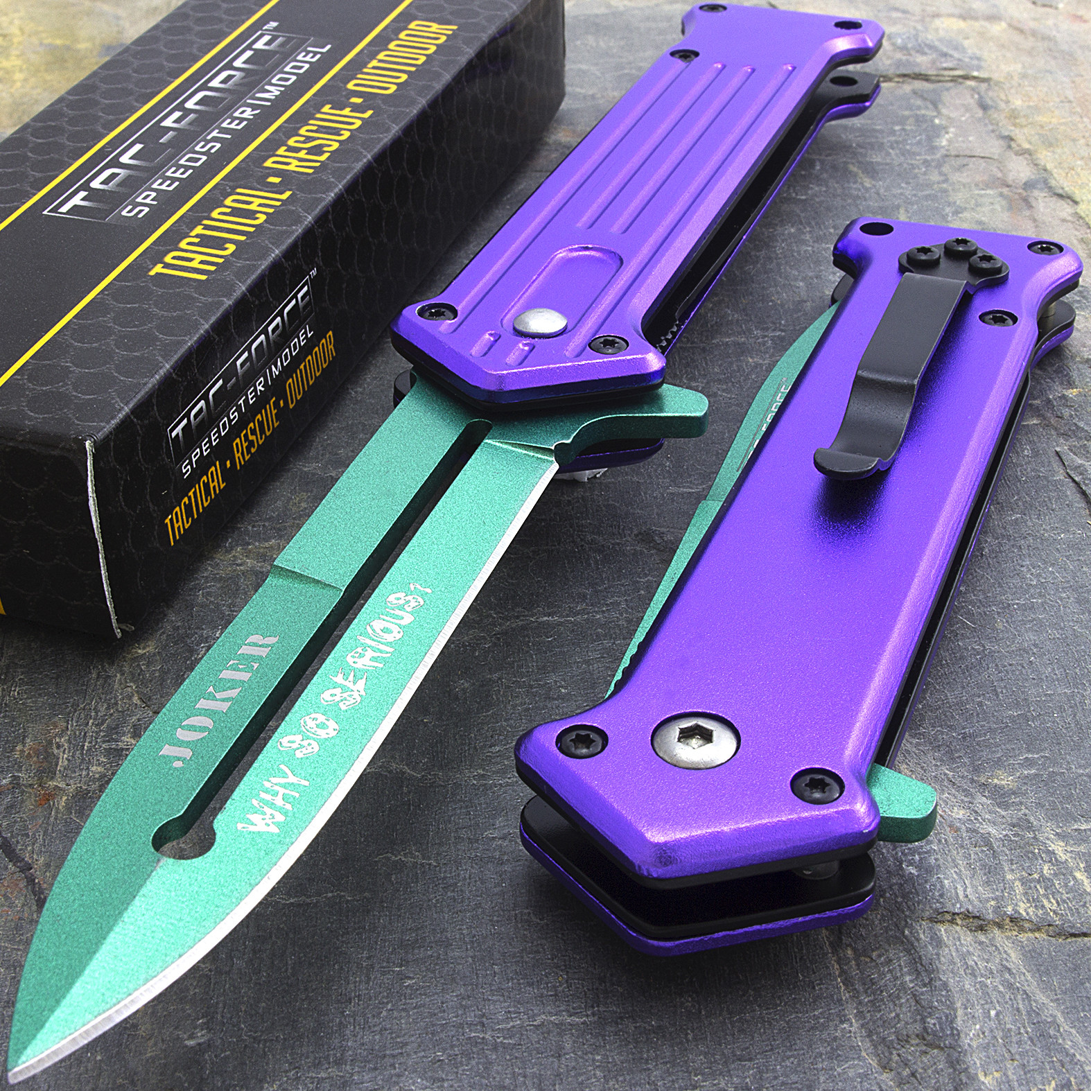 JOKER 7.5" TAC FORCE GREEN SPRING ASSISTED TACTICAL FOLDING POCKET ...