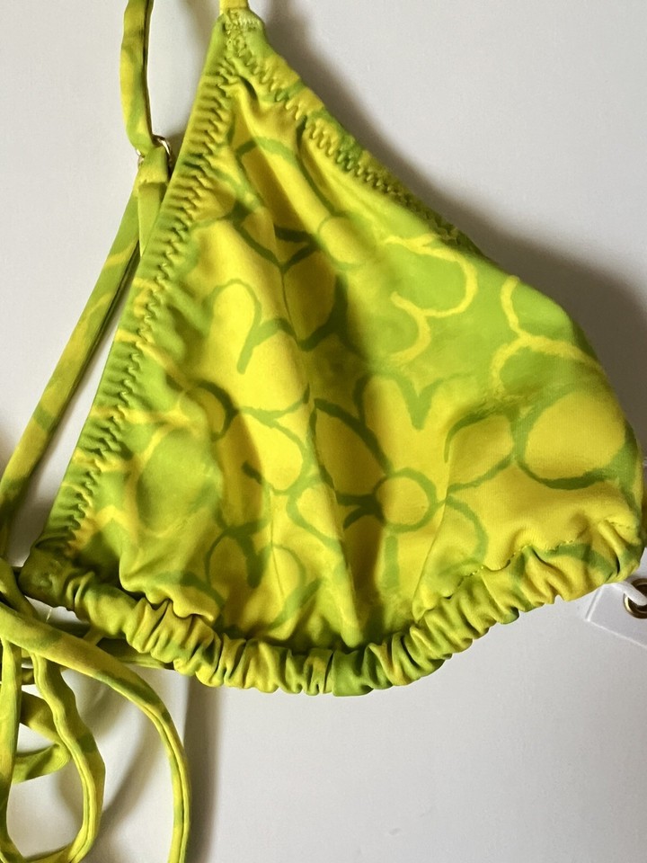 HEAVY MANNERS Bikini XS Yellow-Green Floral Swim Top Brand New | eBay