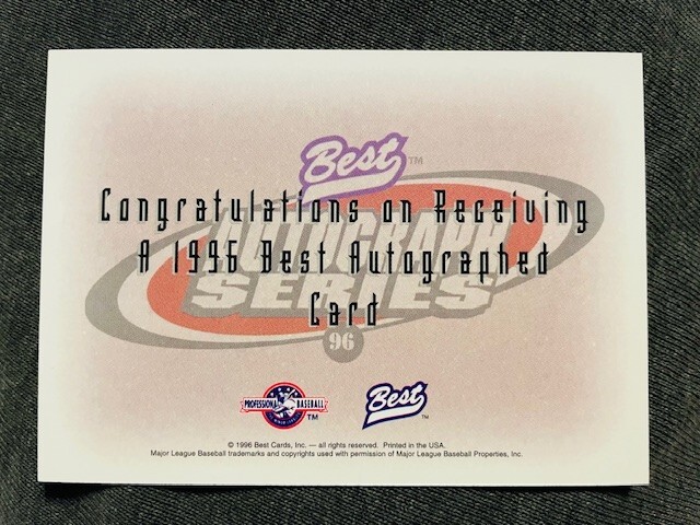 1996 Best Tom Fordham Auto Autograph Card Mint Condition | eBay