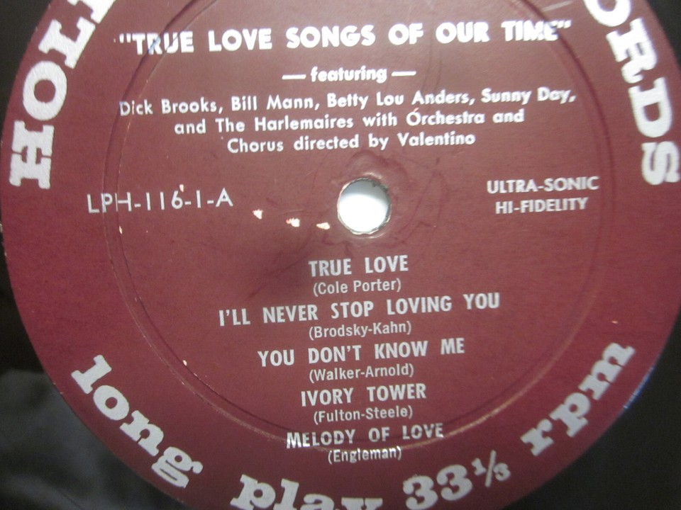 1957 33rpm LP "True Love Songs of Our Times" various artists Hollywood ...