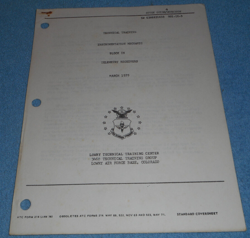 1979 US Air Force Technical Training Study Guide Booklet Telemetry ...