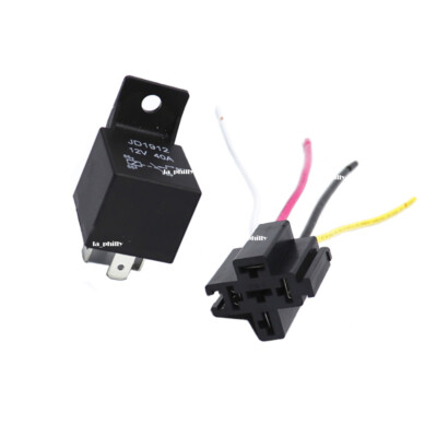JD1912 4Pins Automotive Truck Car Relay DC 12V 40A 12VDC w/ SOCKET Fit ...