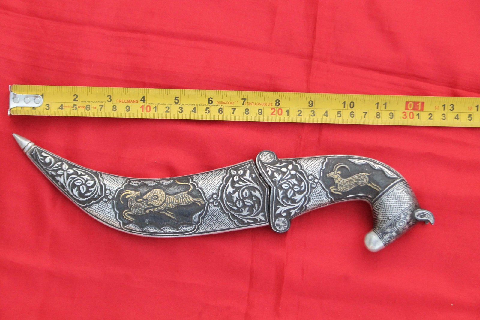 old vintage Rajput Sikh gold and silver engraved horse head handle ...