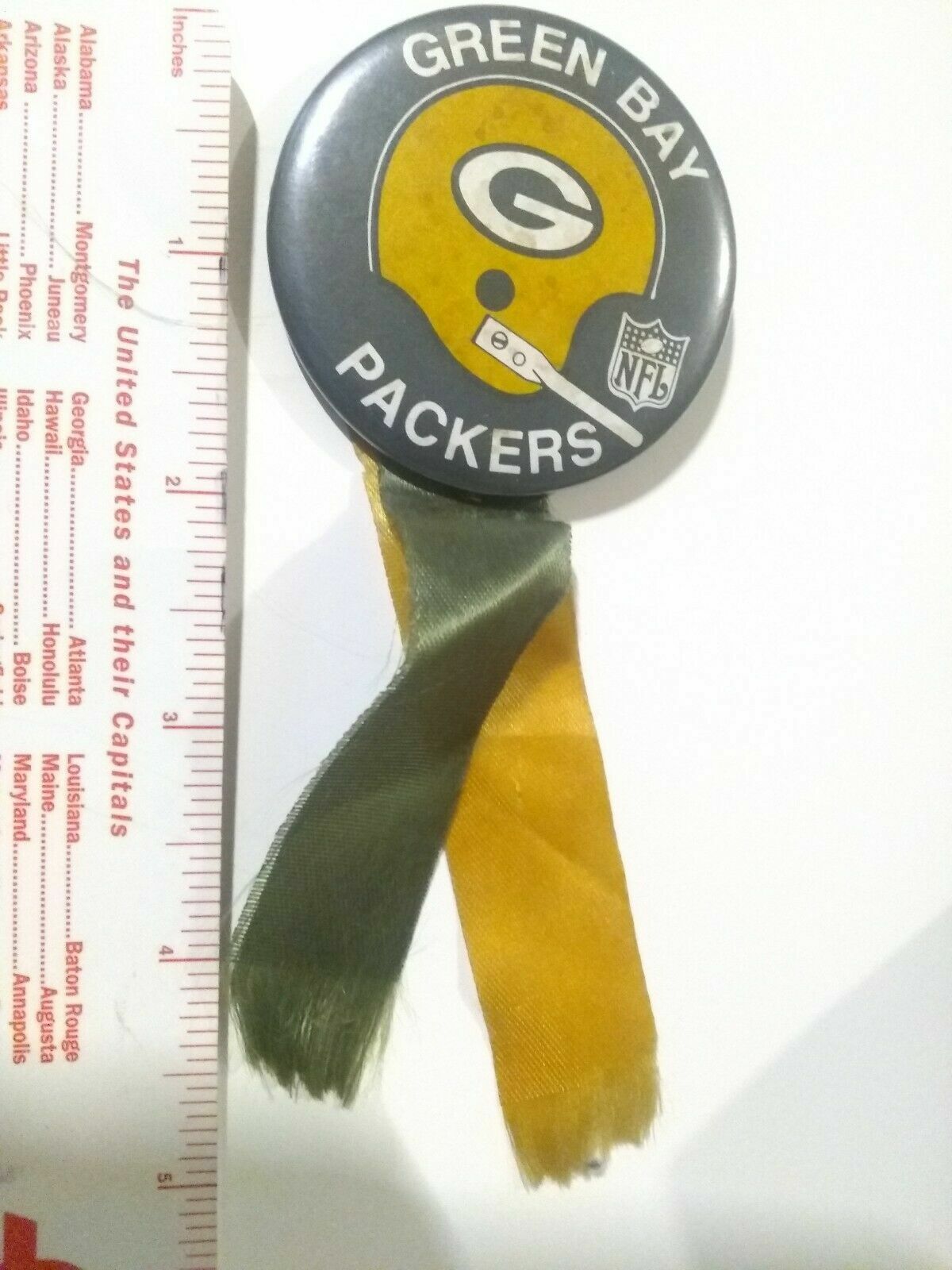 1970's-80's Green Bay Packers Pin-Back Button with Ribbons Measures 5 ...