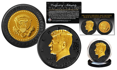 JFK 35th President 100th BDAY CELEBRATION Black Ruthenium & Gold ...